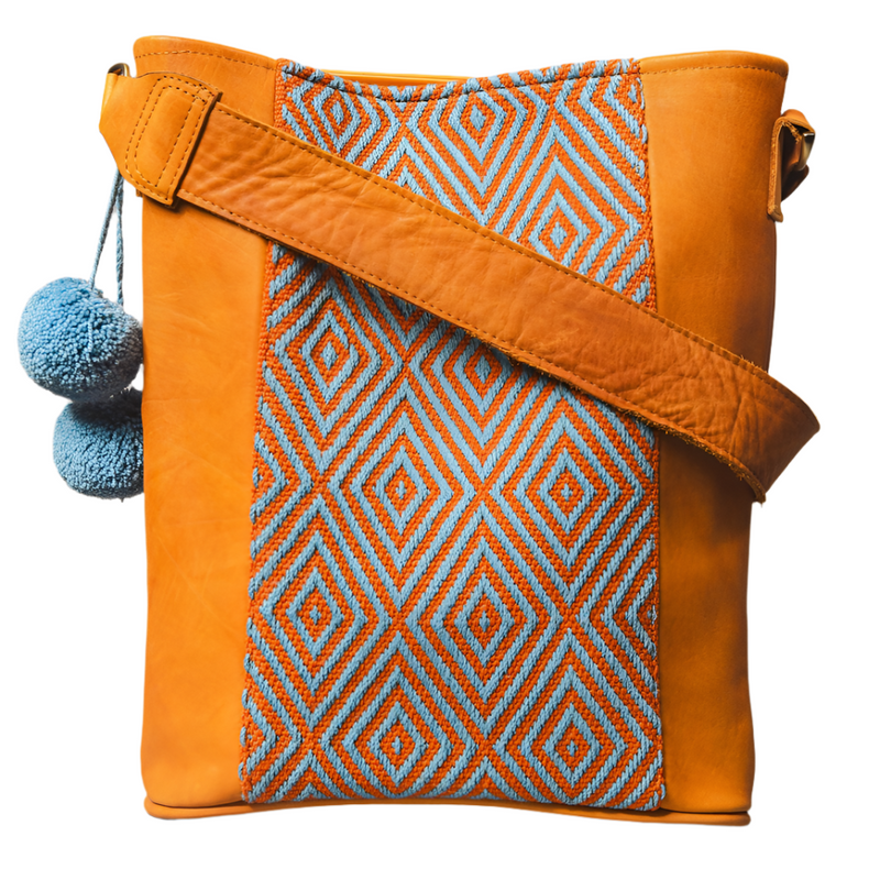 Handmade Woven Leather Shoulder Bag Peru